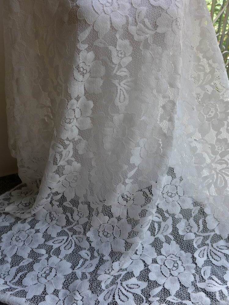 Off White Rose Fabric 4 Ways Stretch Floral Fabric Romantic | Etsy