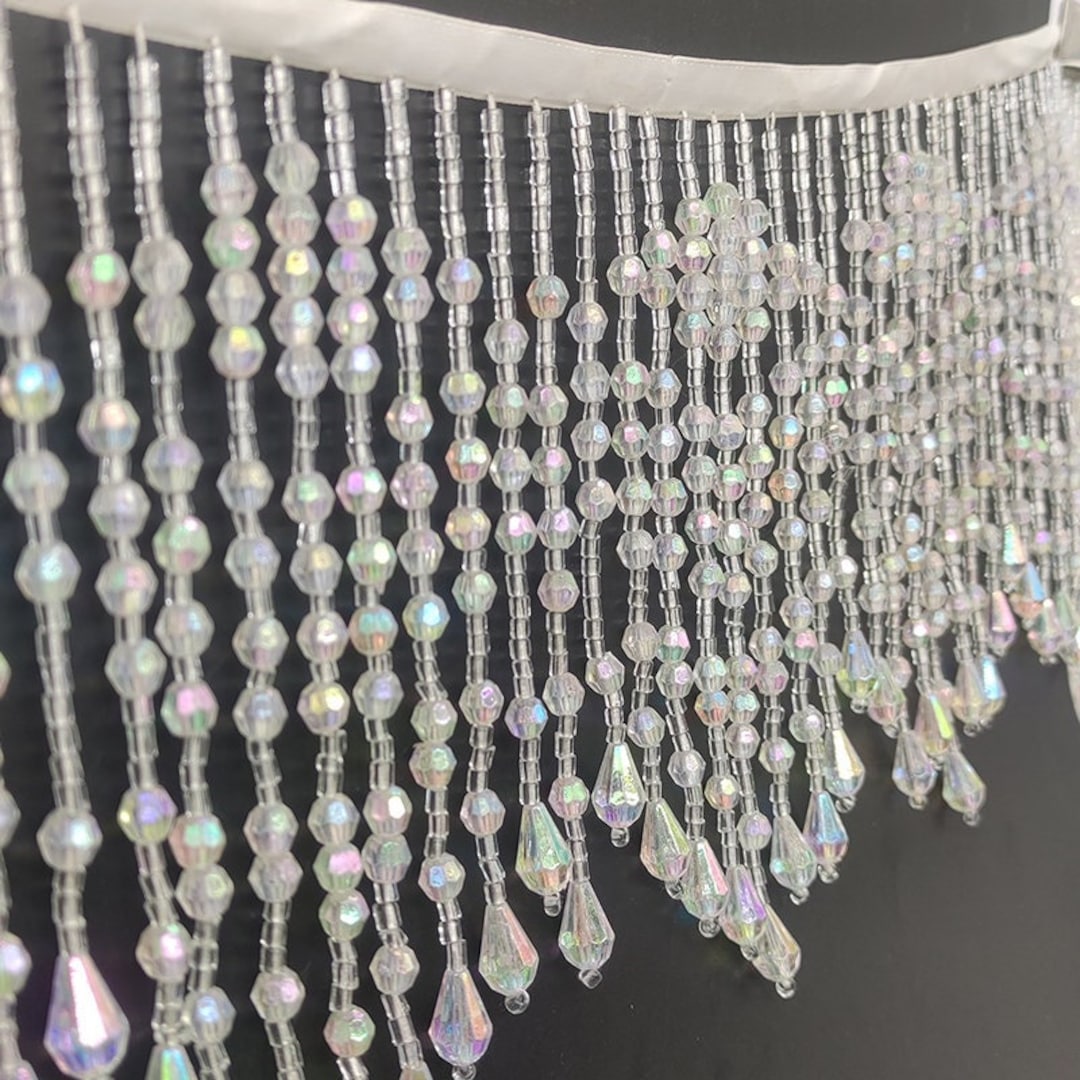 Dangling Crystal Beaded Trim, Tassel Lace Trim, Ombre Beads Fringe Trim ...