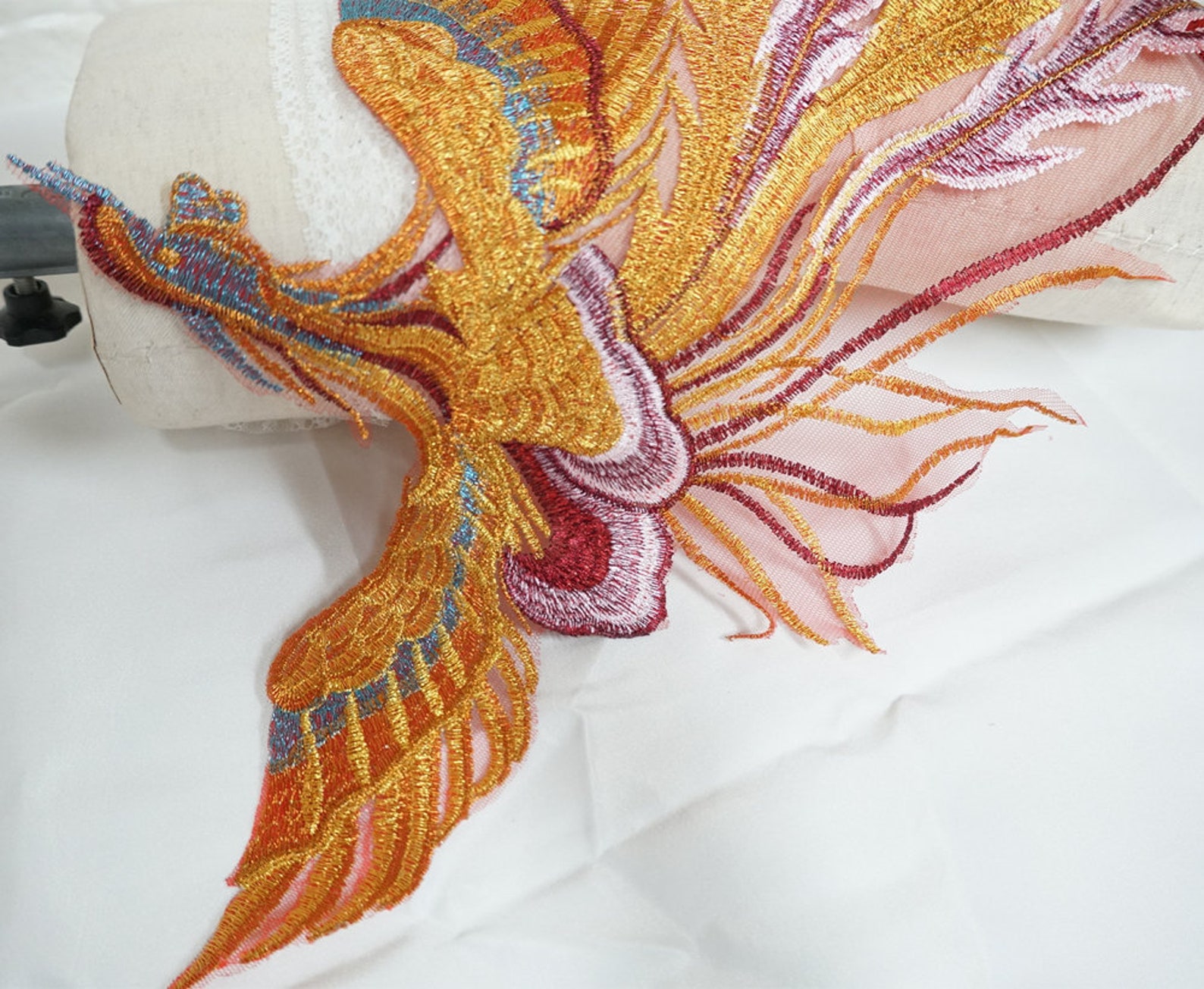 Big Phoenix Tulle Lace Applique, Colorful Sew on Patch, Embroidery ...
