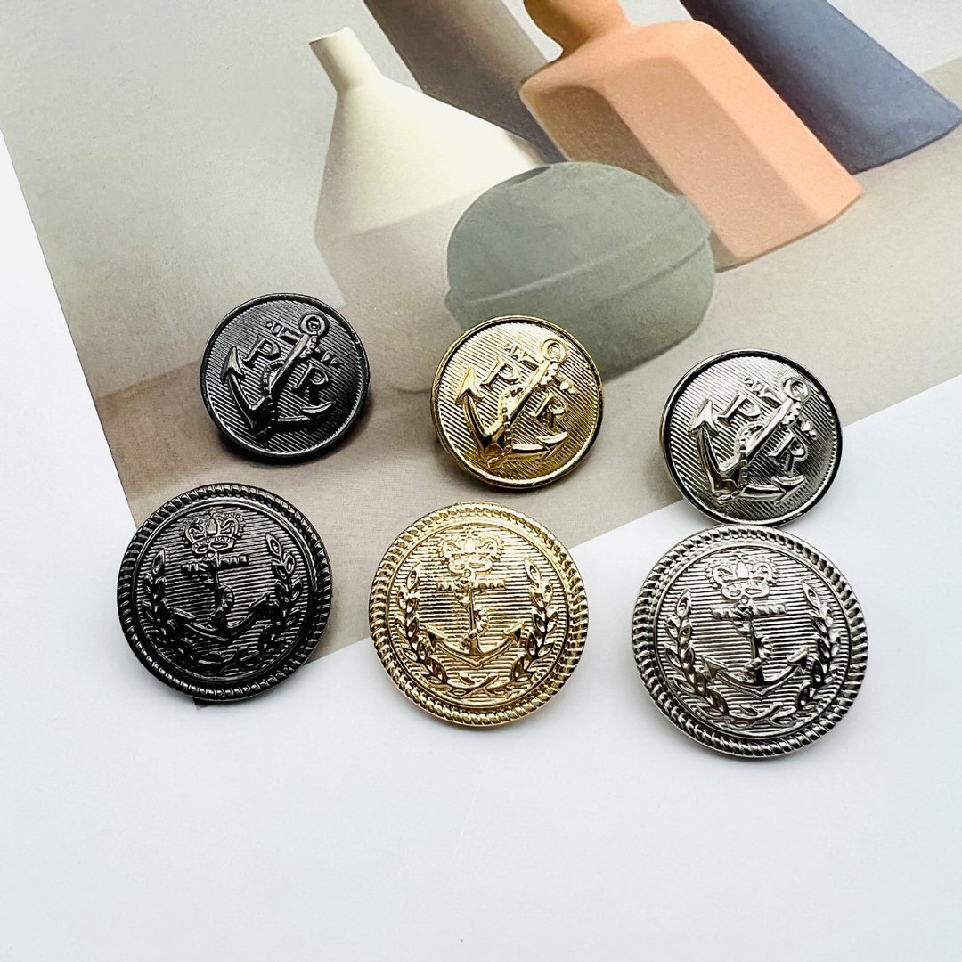 20 Pcs Gold Carved Letter Anchor Pattern Shank Buttons, Wheat Pattern ...