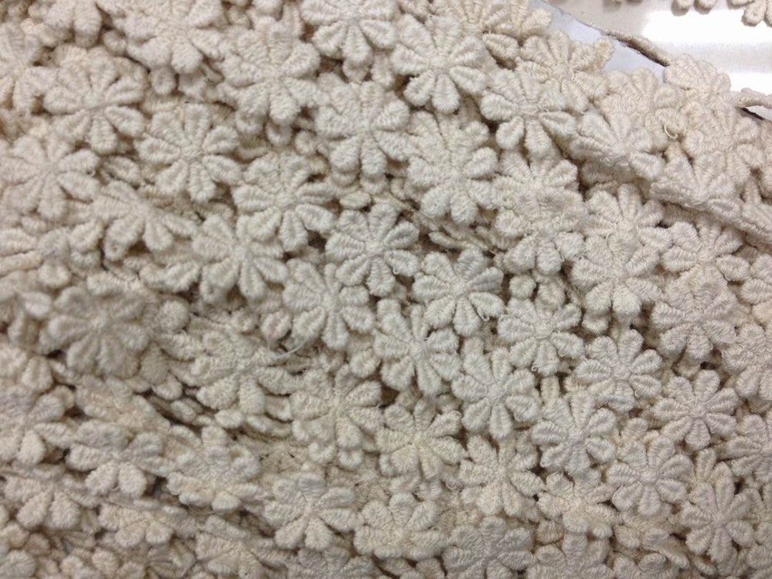 Beige Cotton Lace Trim, Daisy Flower Trim Ribbon, Bilateral Embroidered ...