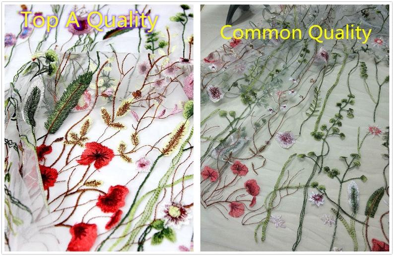 Ivory Embroidered Tulle Lace Fabric Multi Color Embroidered - Etsy