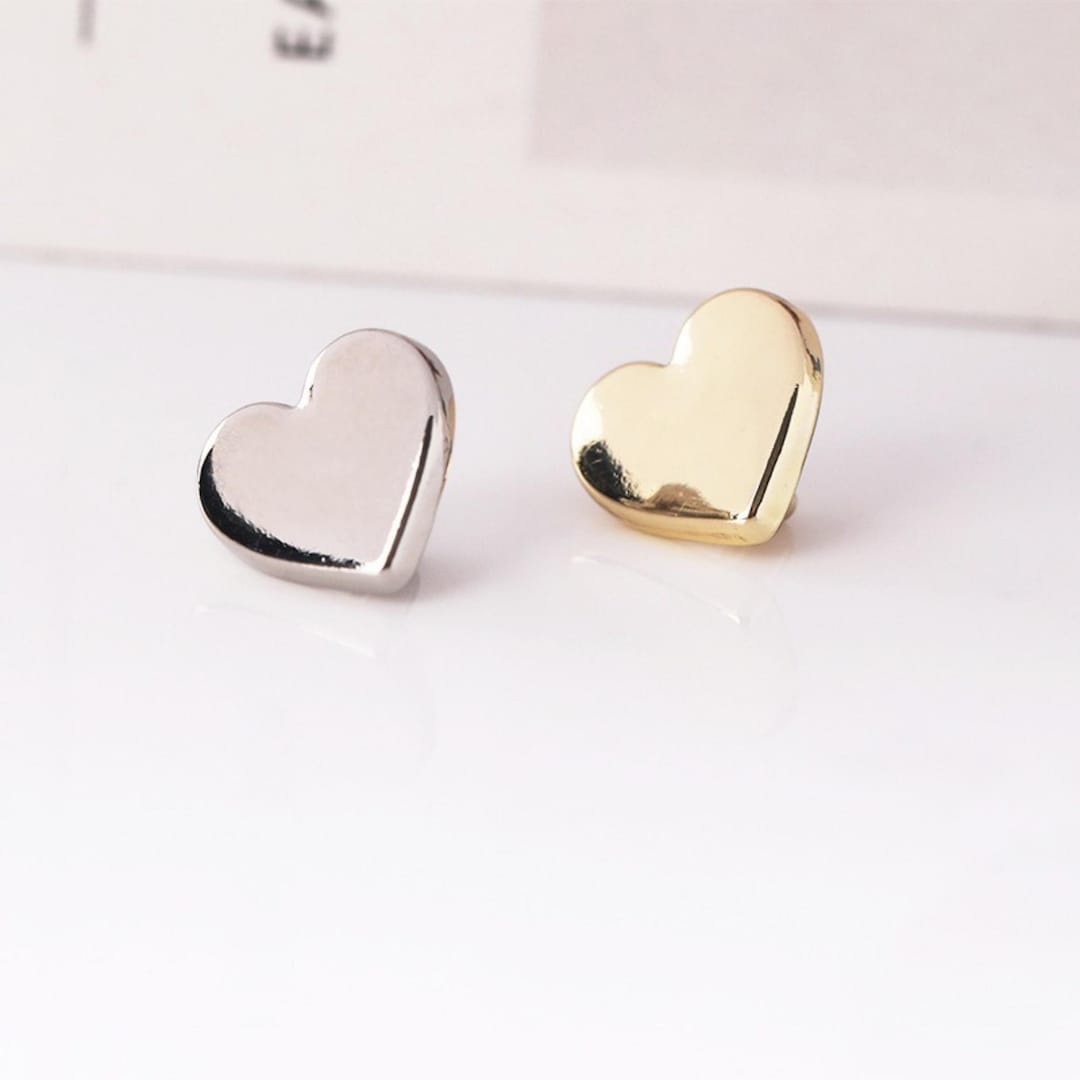 20 Pcs Solid Gold Heart Shape Sewing Buttons, Metal Silver Shank Button ...
