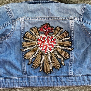 Sparkle Love Heart Rhinestone Patch, Red Crystal Patch, Gold Beads Sew ...