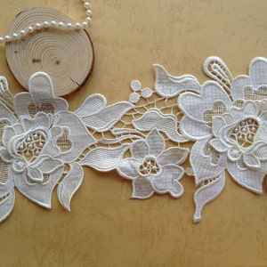 Elegant off White Roses Lace Trim Venice Bridal Embroidered Lace 5.9 ...