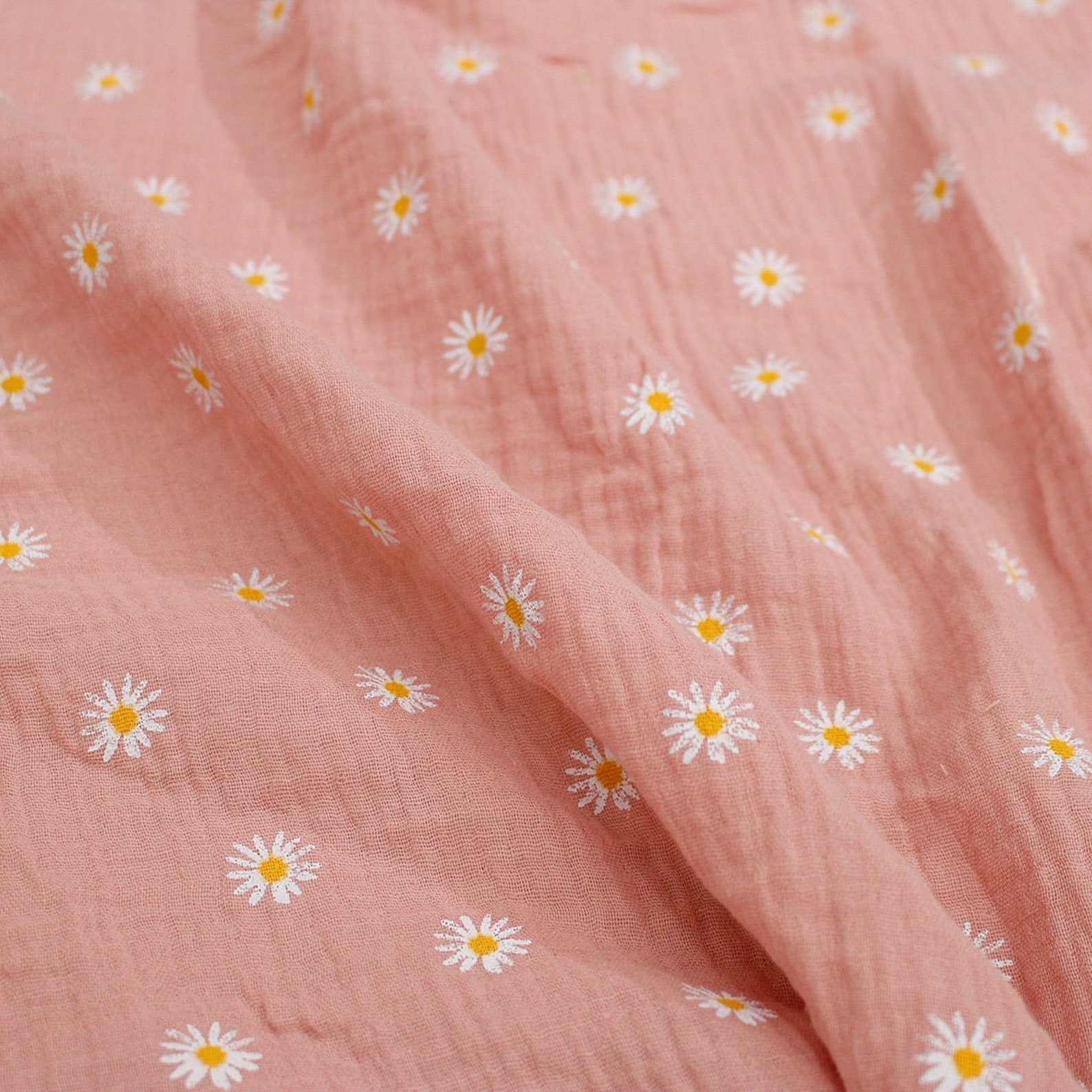 Muslin Calico Daisy Flowers Cotton Fabric Breathable Fabric - Etsy