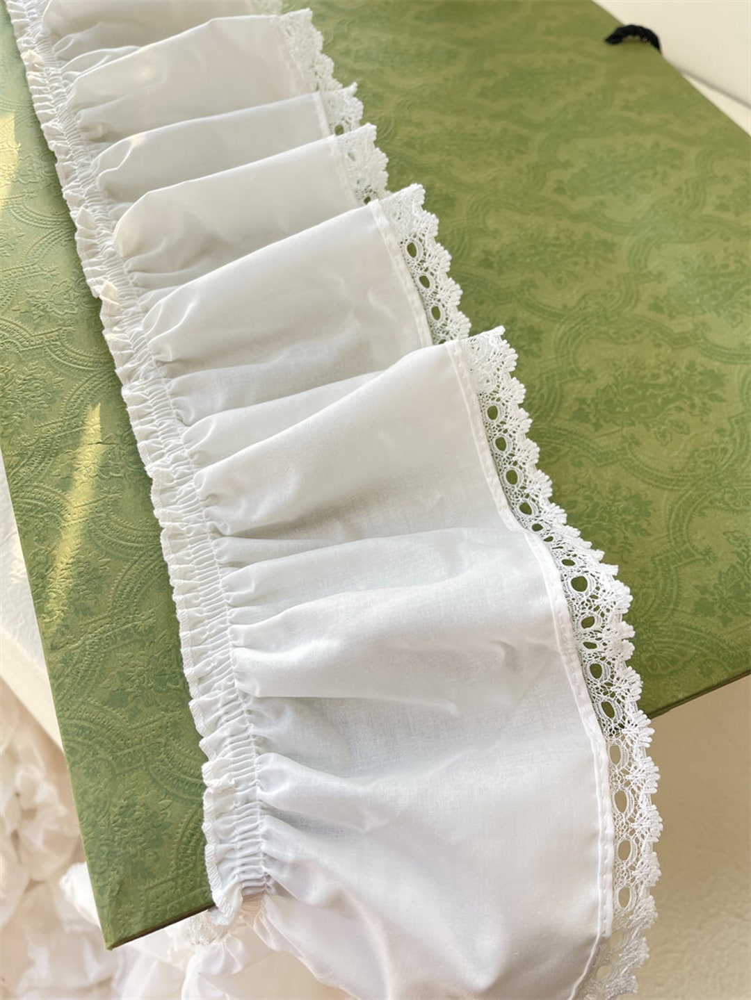 Delicate Cotton Trim With Eyelets Edge, Pleated Trim, off White Frill ...
