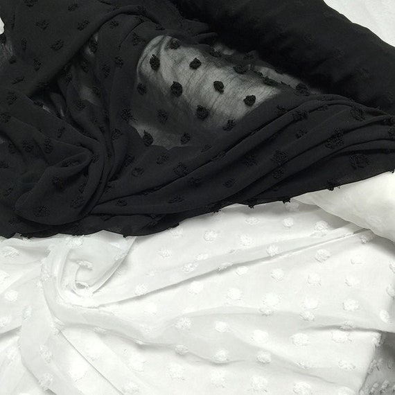 Soft Flowing Chiffon Fabric Big Flocked Points Dotted Fabric - Etsy