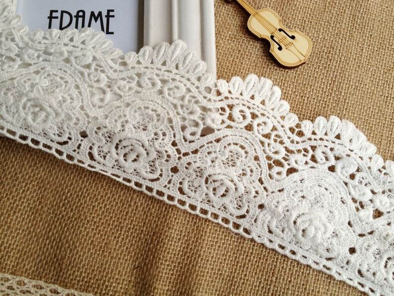 Off White Cotton Lace Trim Retro Embroidered Lace Trim | Etsy
