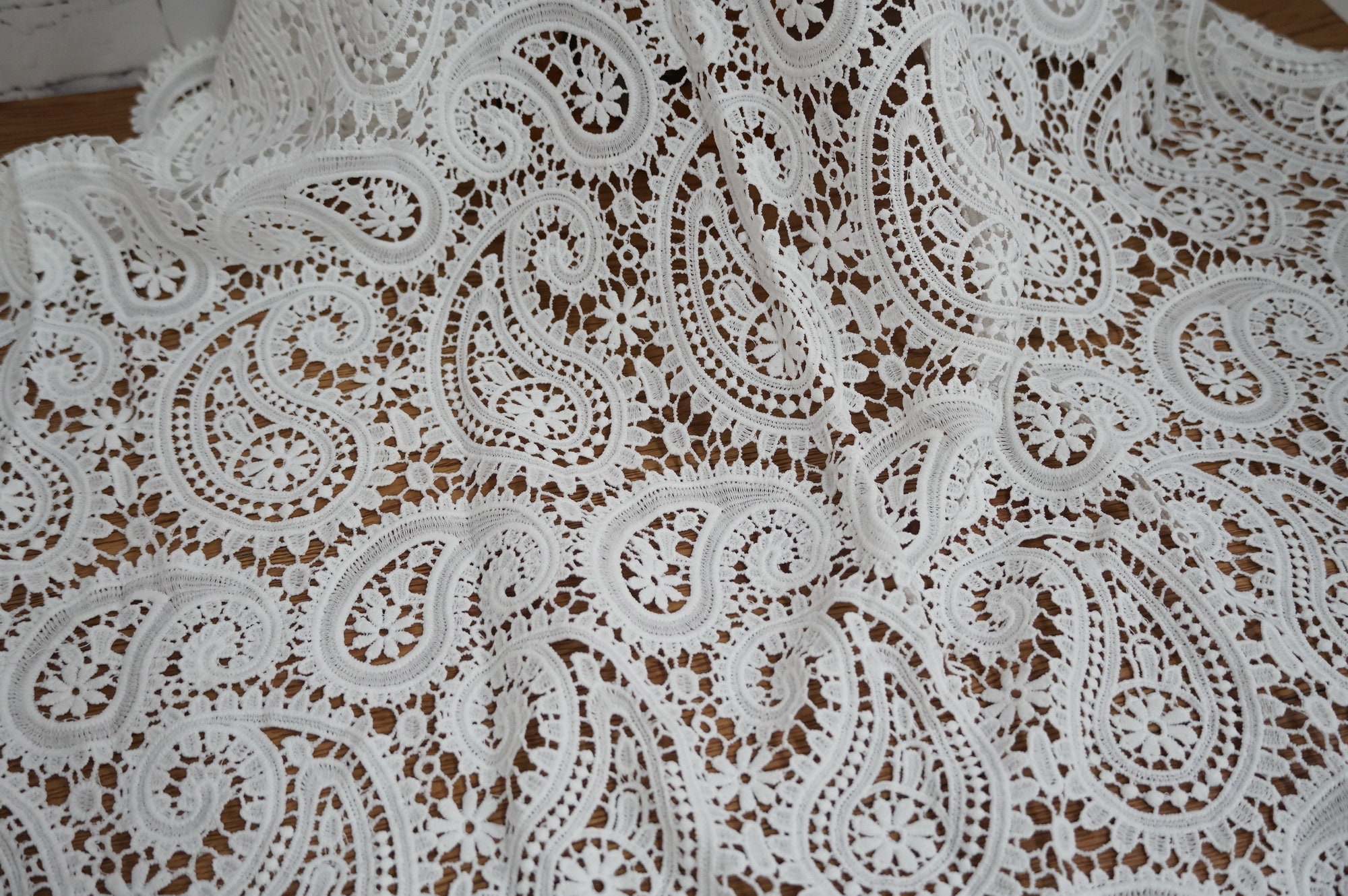 Vintage Paisley Lace Fabric in off White Crochet Milk Silk | Etsy