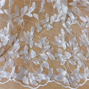 Stunning Leaf Overlay Tulle Fabric, Embroidery Lace Fabric for Wedding ...