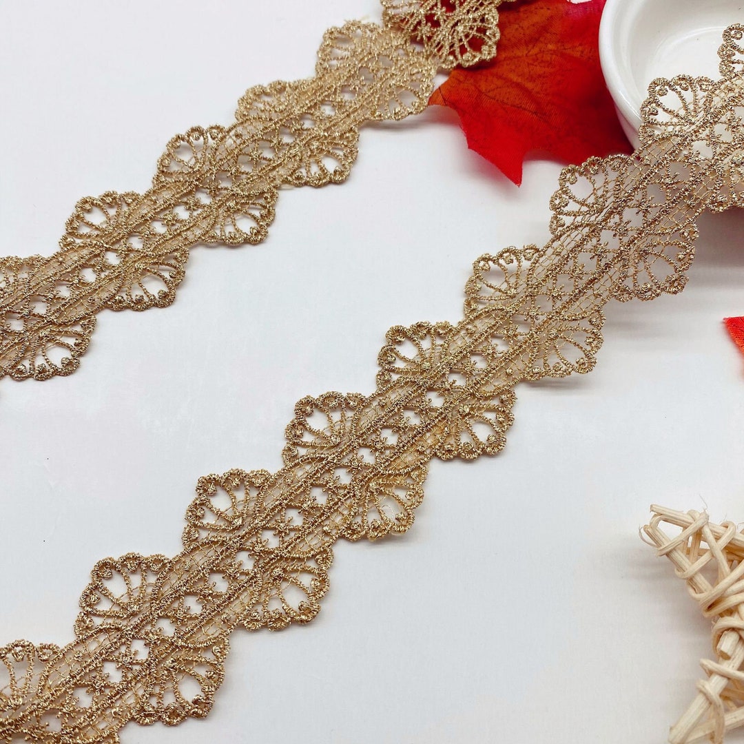 Vintage Gold Lace Trim, Scallop Borders Trim for Veil Border, Birthday ...