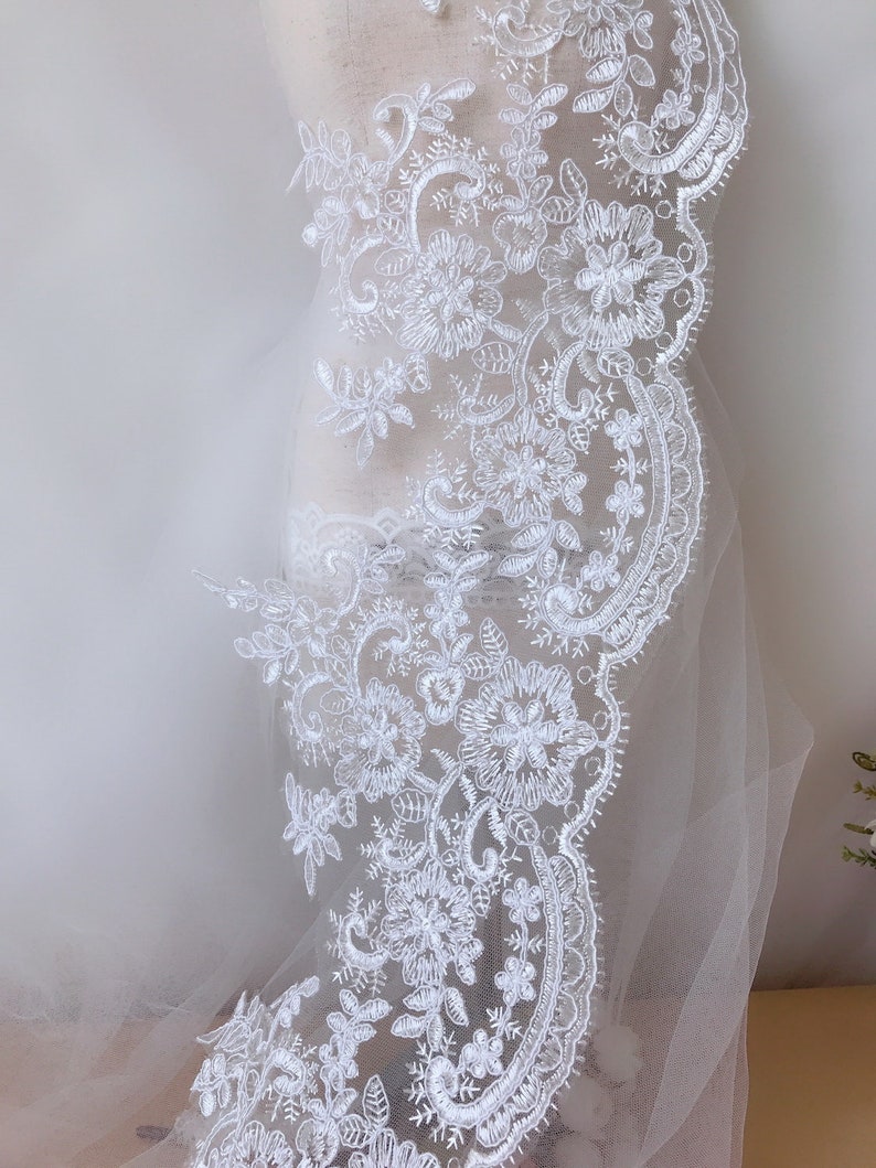 Off White Alencon Lace Trim Scalloped Lace Fabric Trim for - Etsy