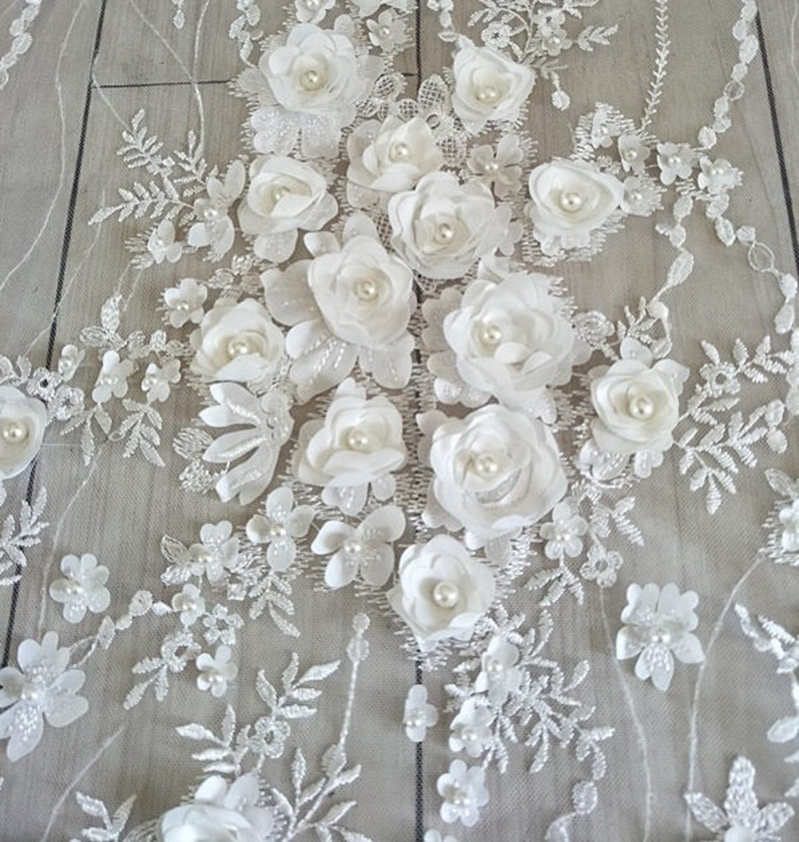 3D Bridal Lace Fabric Beaded Lace Fabric 3D Rose Lace - Etsy