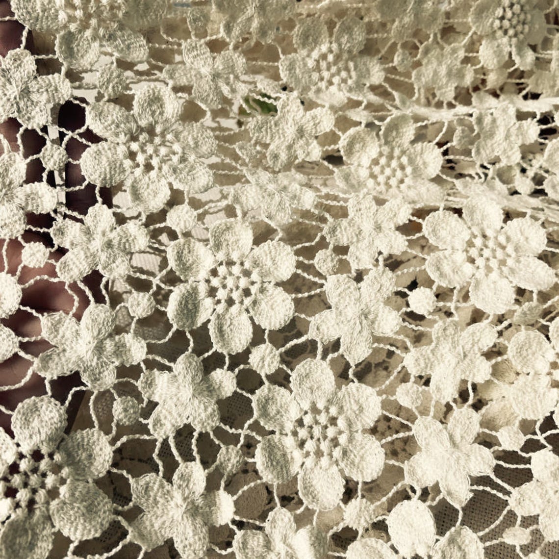 Vintage Style Cotton Fabric Scalloped Trim Fabric Beige | Etsy