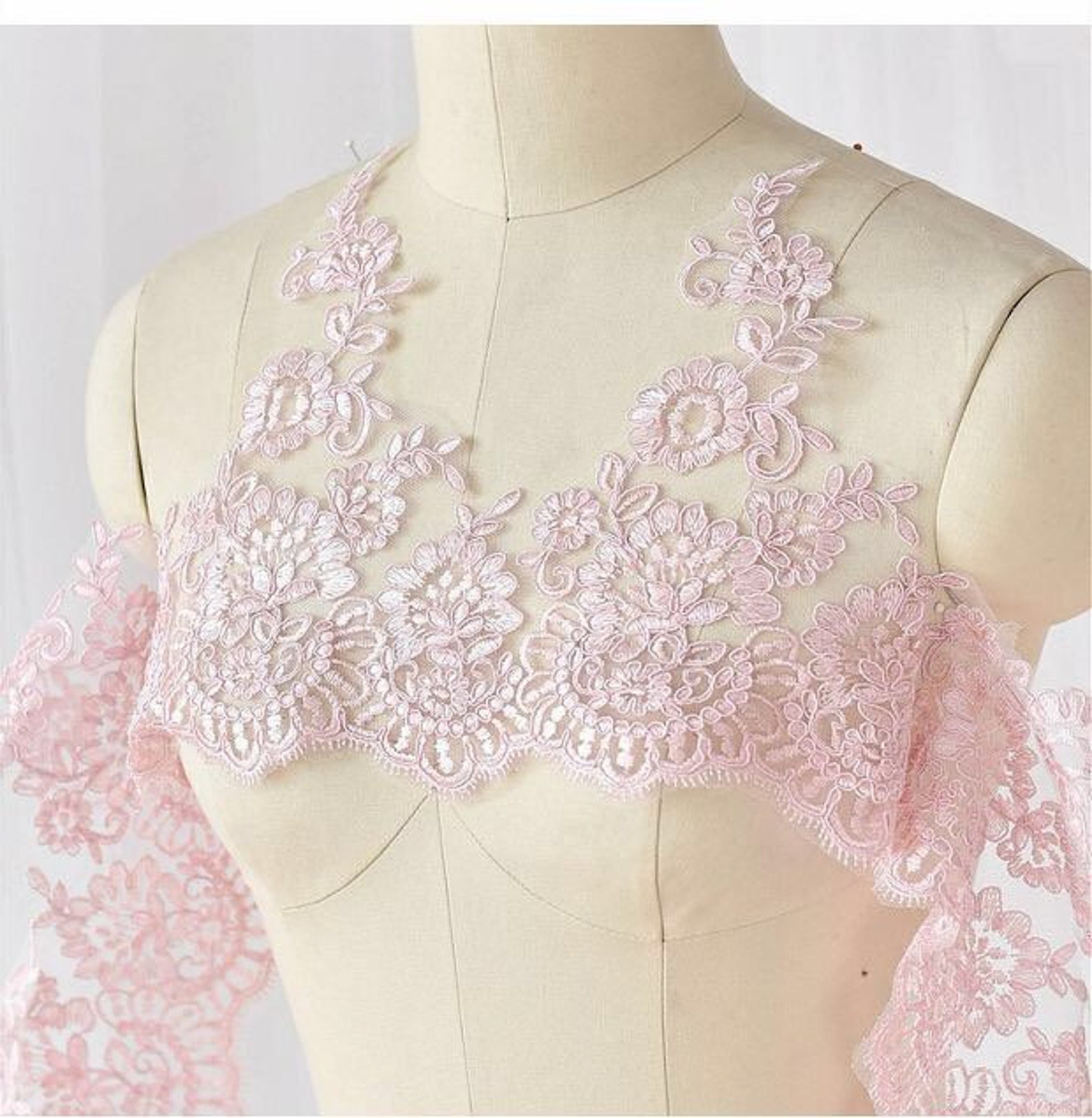 Alencon Lace Trim, Royal Blue Trim, Corded Embroidery Flower Lace ...