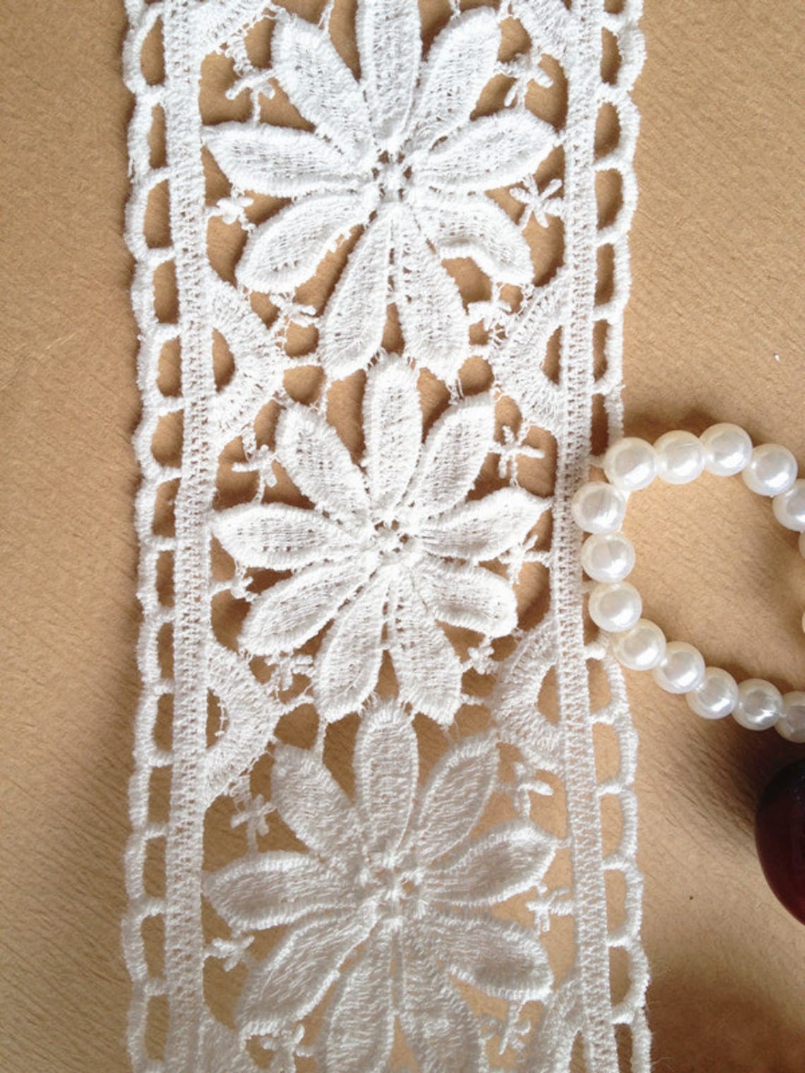 Beautiful Daisy Flowers Lace Trim Vintage Cotton Lace Trim | Etsy