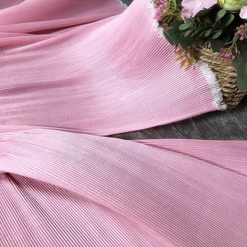 Stiff Ruffled Fabric in Pink, Pleated Texture Bridal Gown Fabric for ...
