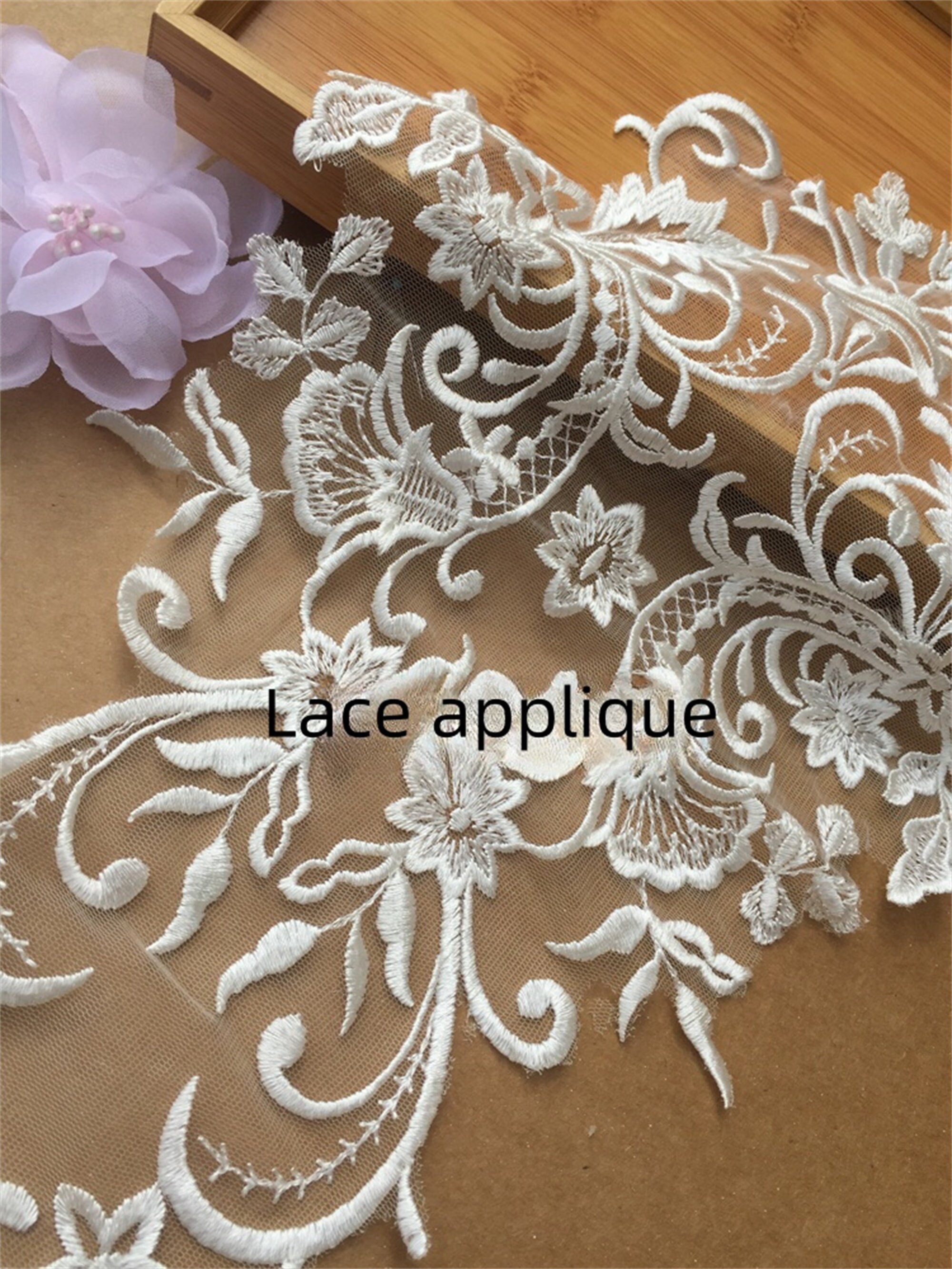 Large off White Lace Applique for DIY Wedding, Bridal Dress Decor ...