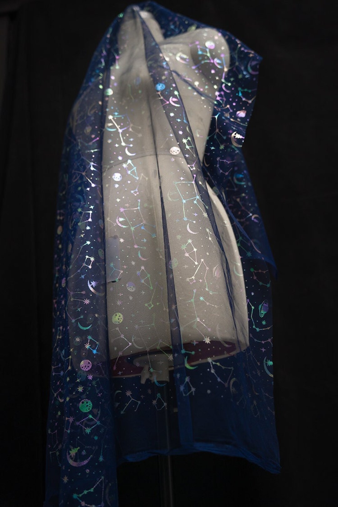 Print Ombre Celestial Mesh Lace Fabric, Gradient Starry Mesh Fabric ...