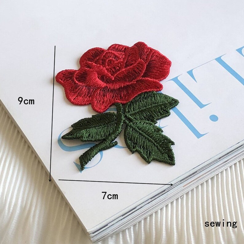 Red Roses Applique Patch Romantic Rose Bodice Appliques Sew - Etsy