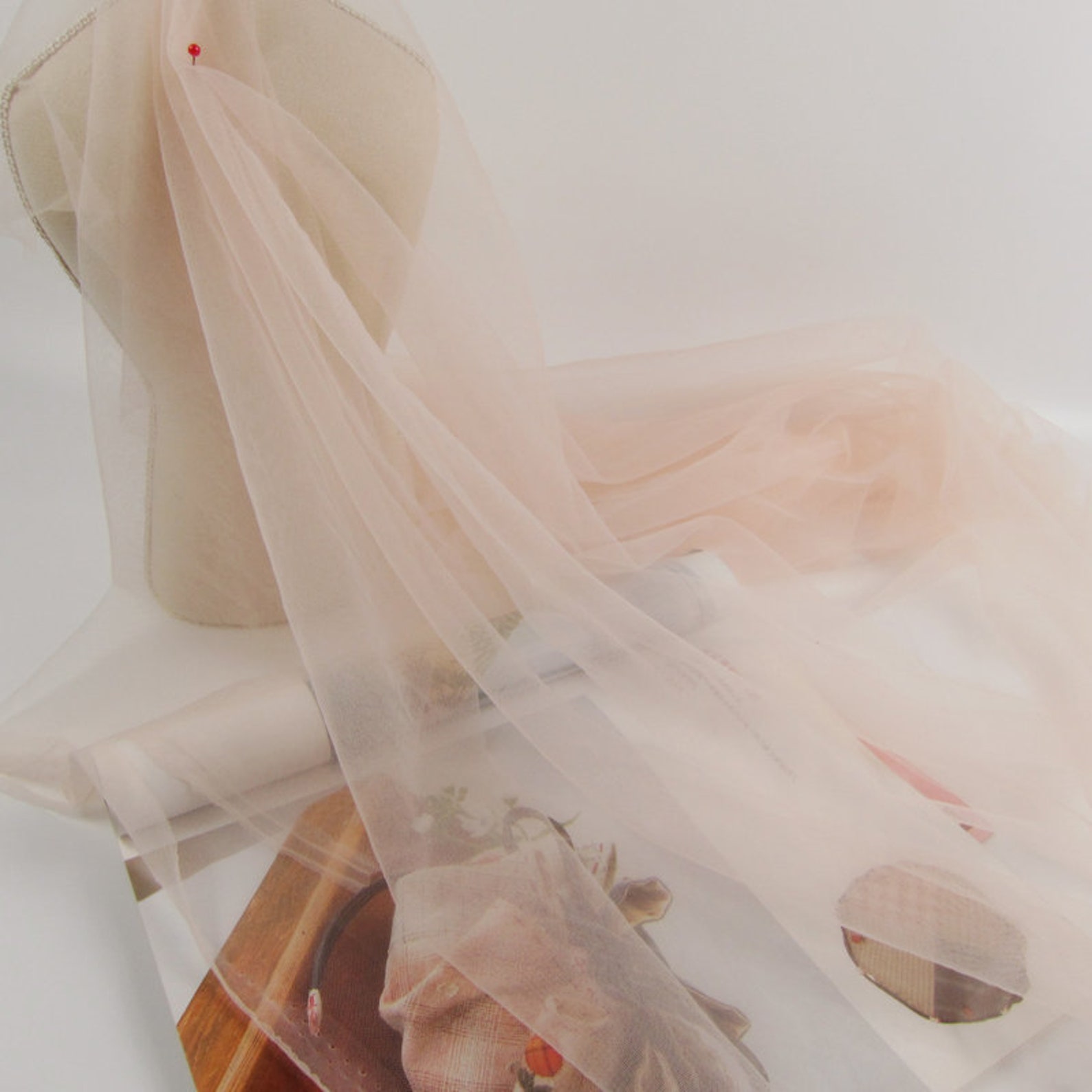 Shrimp Pink Soft and Thin Tulle Lace Fabric, Fairy Tulle for Bridal ...