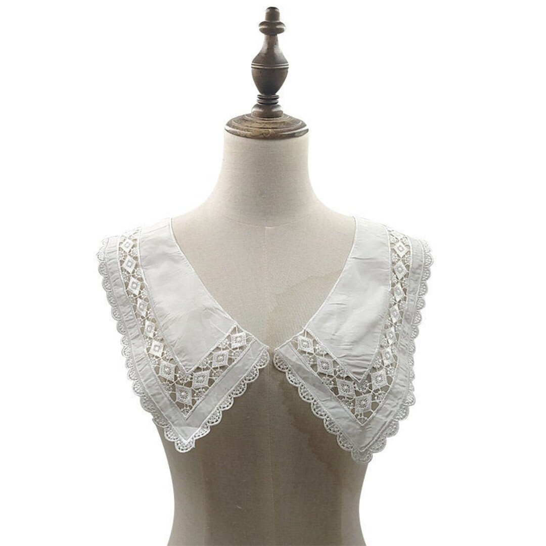 Chic Geometry Carved Lace Collar, Satin Guipure Scallop Crochet Lace ...