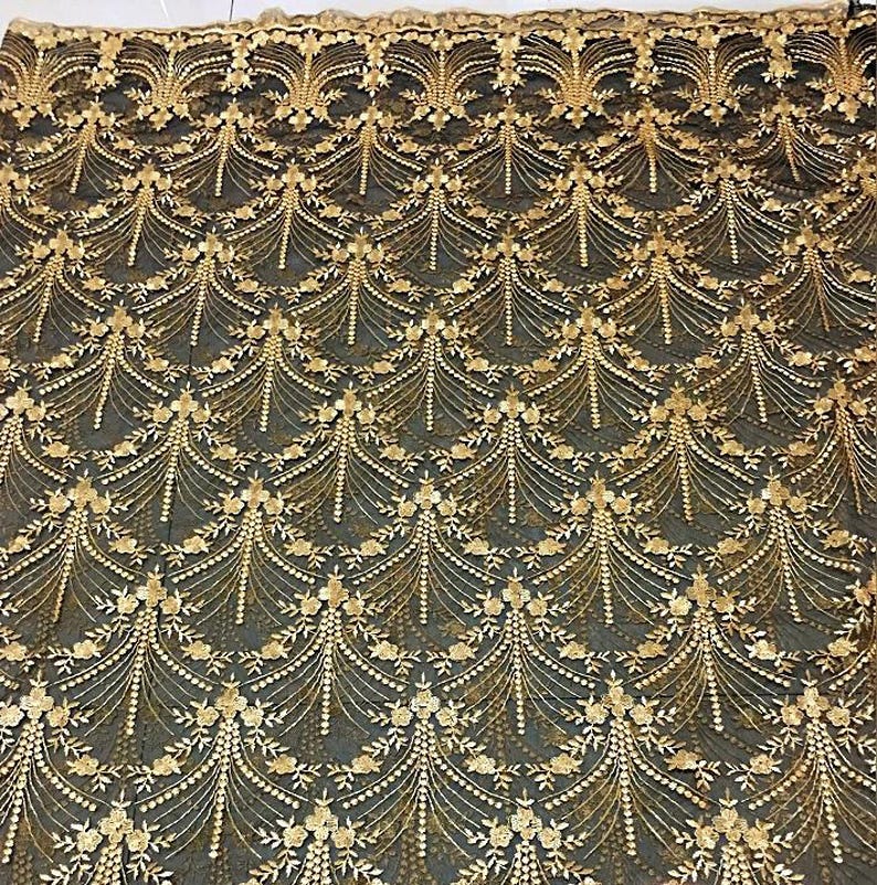 Gold Lace Fabric Champagne Bridal Lace Gold Floral - Etsy