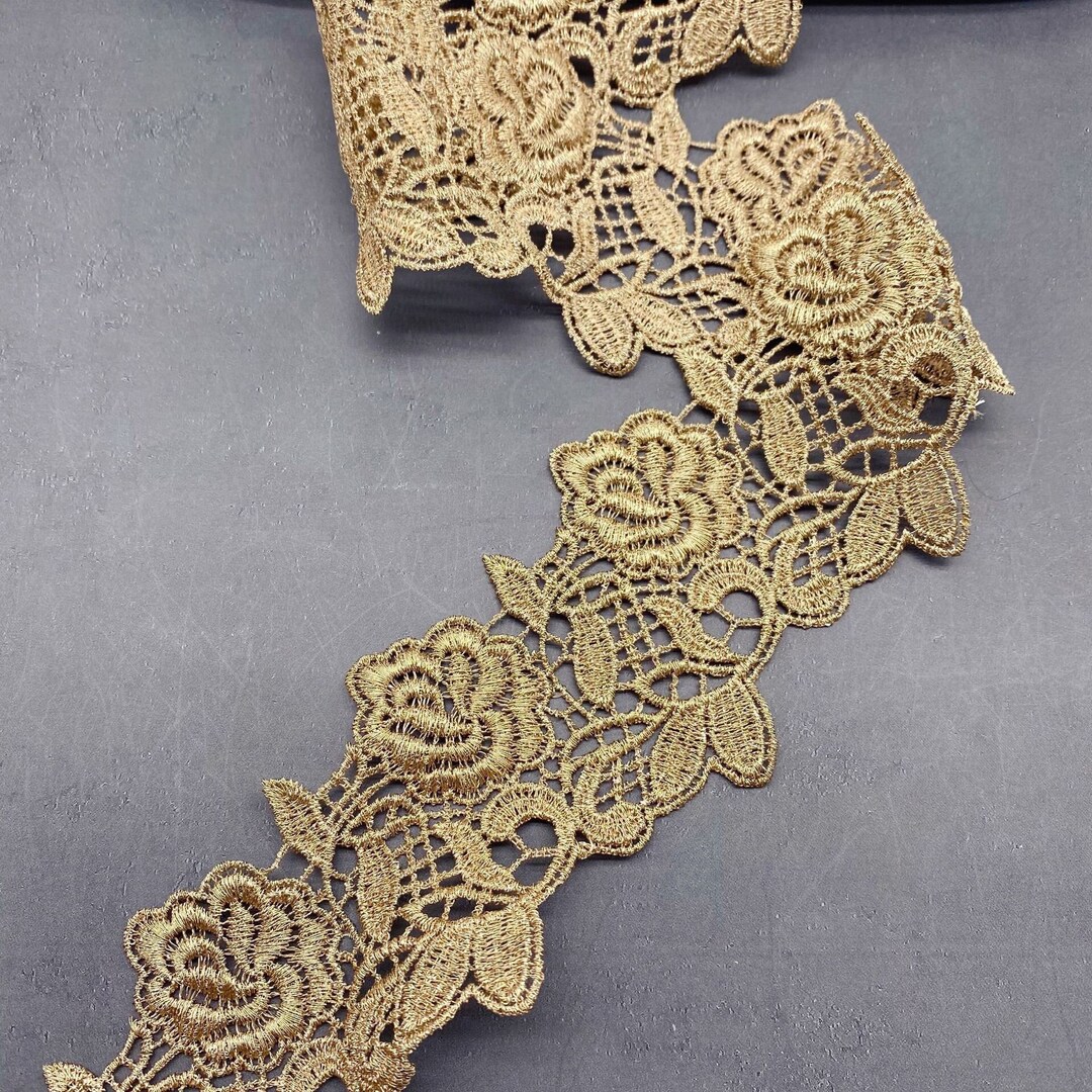 Vintage Gold Lace Trim, Rose Flowers Trim for Veil Border, Cosplay ...