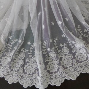 WIDE off White Lace Trim, Bridal Embroidered Floral Lace, off White ...