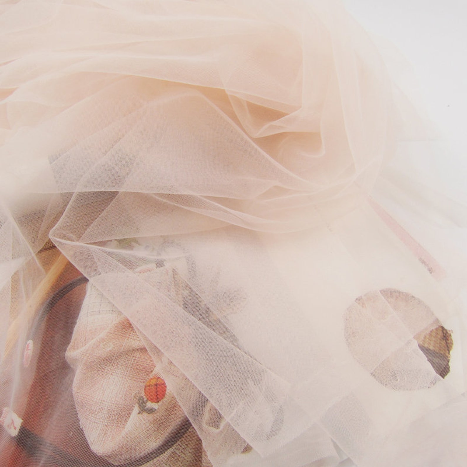 Shrimp Pink Soft and Thin Tulle Lace Fabric, Fairy Tulle for Bridal ...