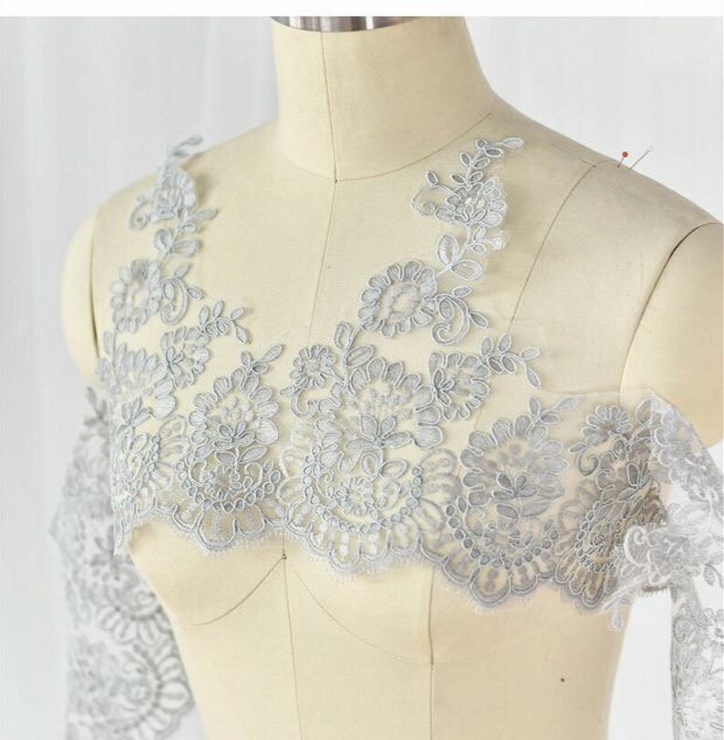 Alencon Lace Trim Royal Blue Trim Corded Embroidery Flower - Etsy