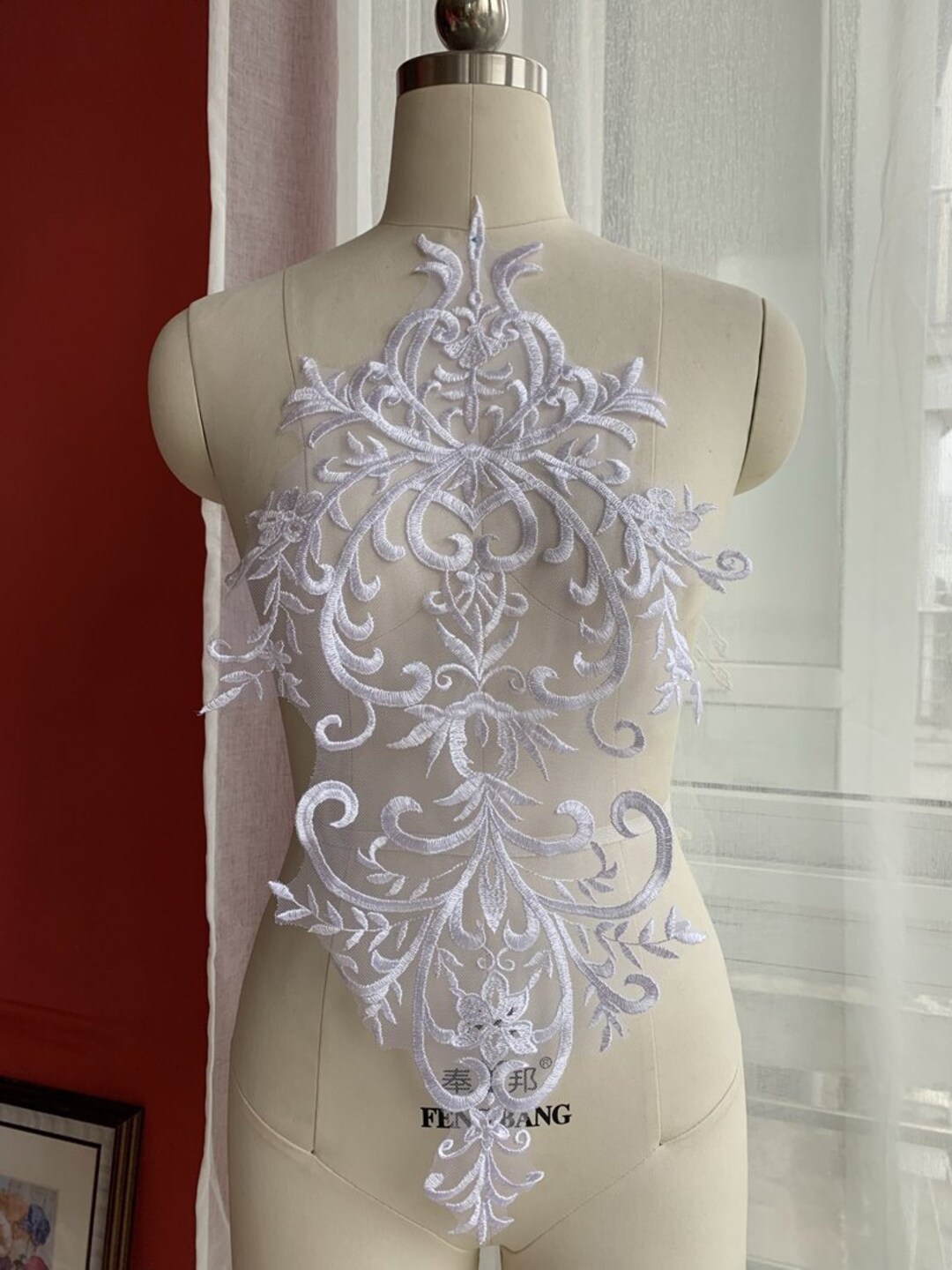 White Applique/ White Lace Applique/ Retro Style/ Back Applique/sell by ...