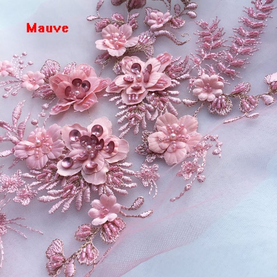 Beaded Applique Bridal Applique 3d Flower Embroidery Appliqués - Etsy