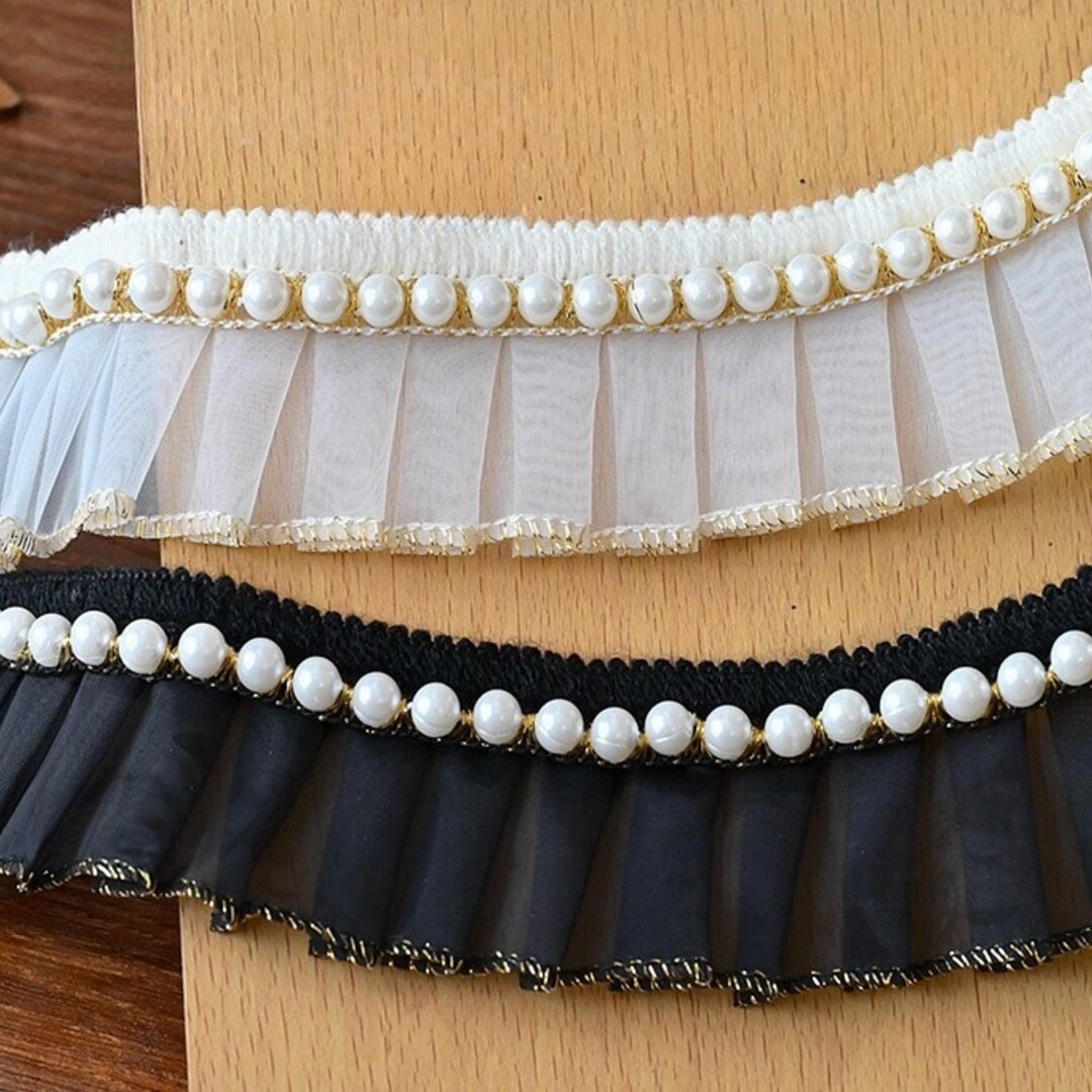 Pleated Trim With Gold Thread Trim, Sewing Doll Trim, Beading Ruffled ...