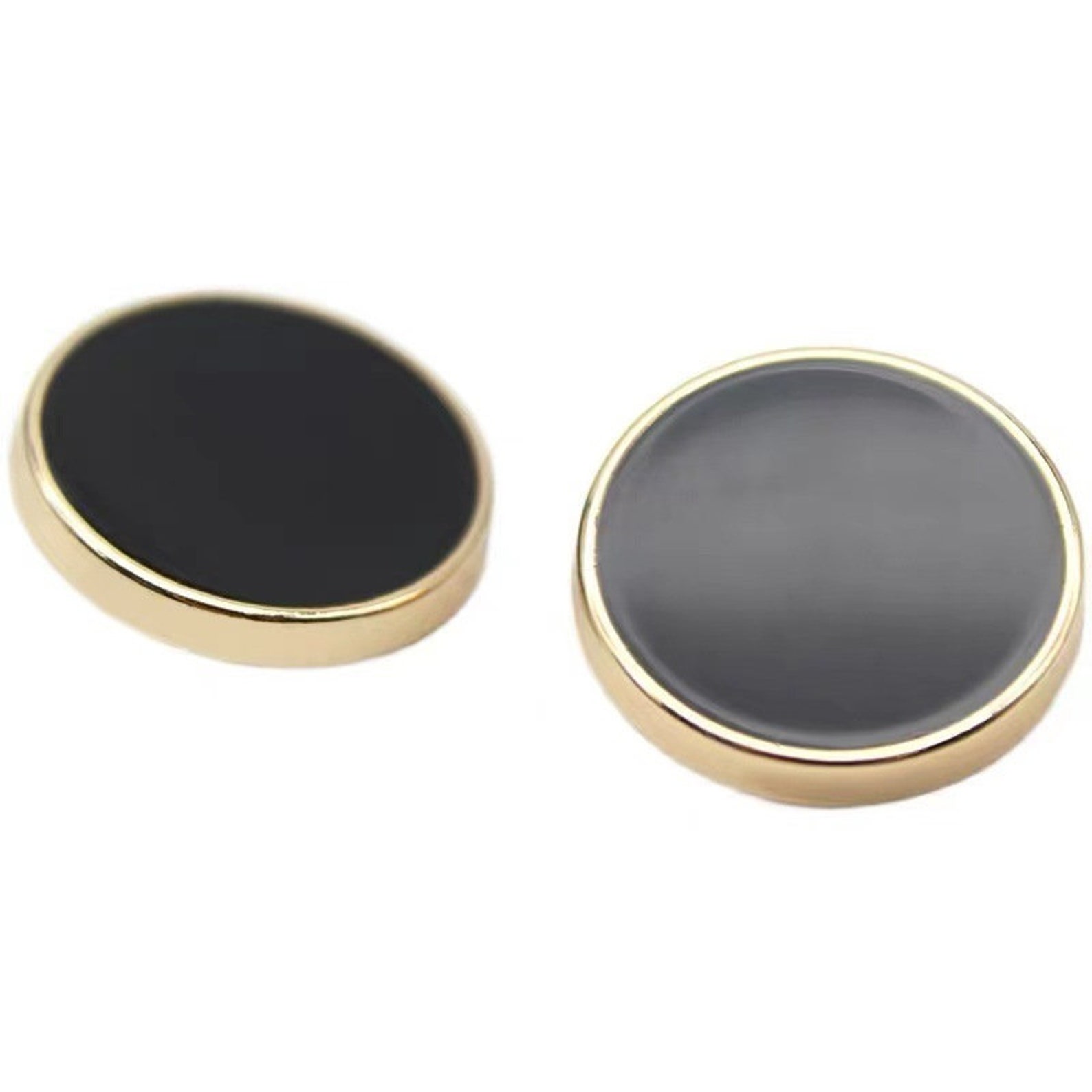 20 Pcs Round Shank Buttons, Gold Flat Buttons, Silver / Gold Edge ...