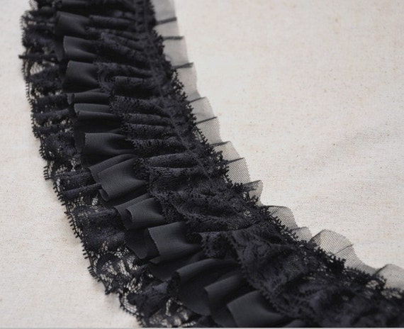 Black Fold Lace / off White Ruffle Lace Trim for Baby Dress - Etsy