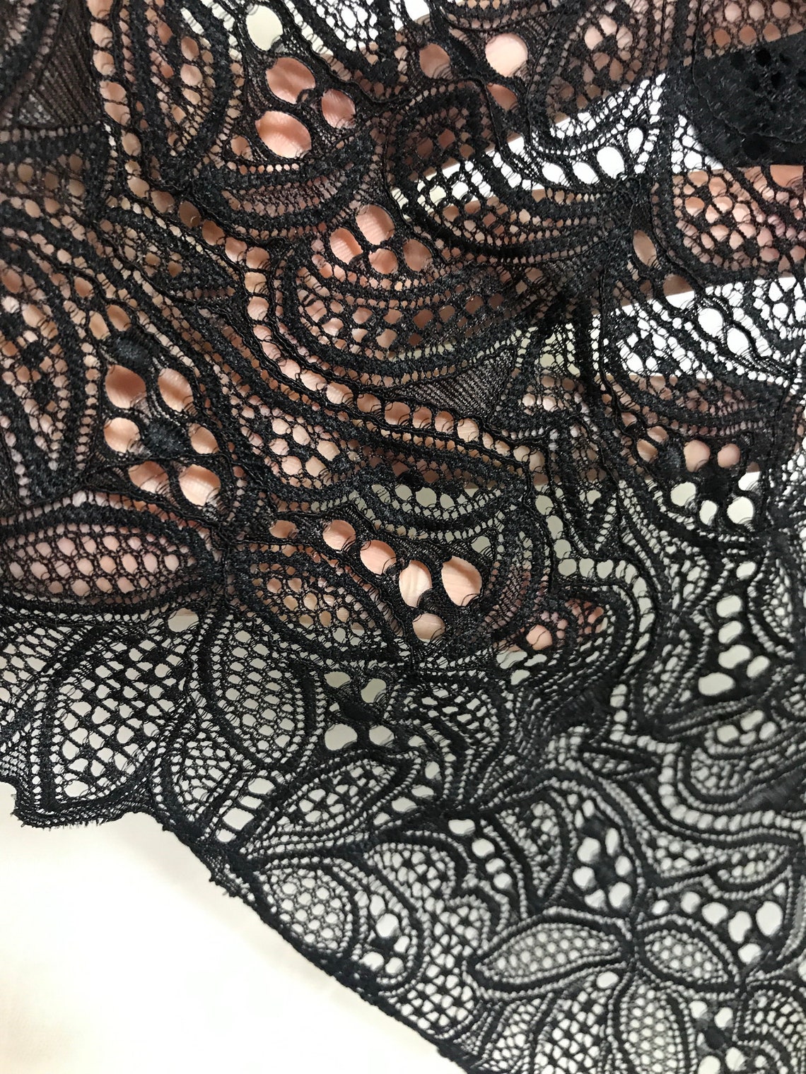 6.3 Wide Stretch Lace Black Elastic Fabric for Garment | Etsy