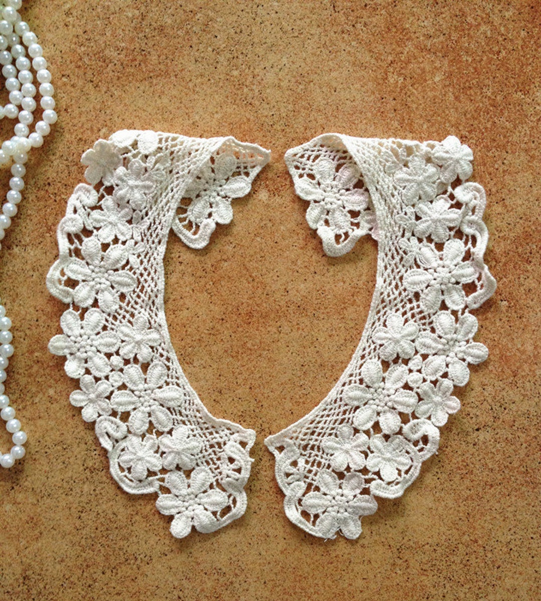 Cotton Collar, Beige Daisy Flower Collar, Collar Appliques, 1 Pair - Etsy