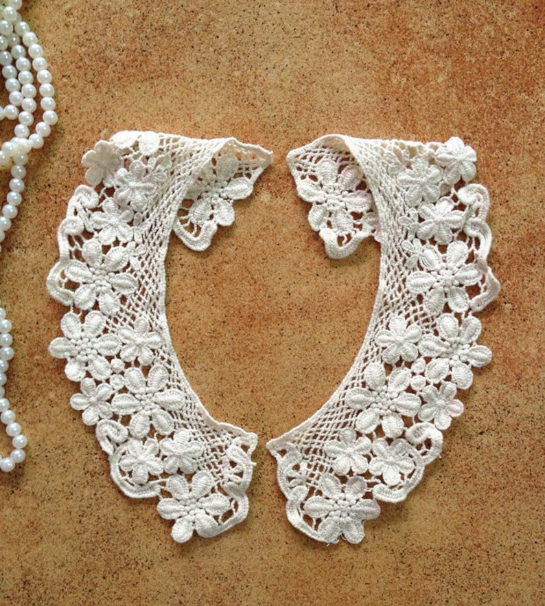 Cotton Collar Beige Daisy Flower Collar Collar Appliques 1 | Etsy