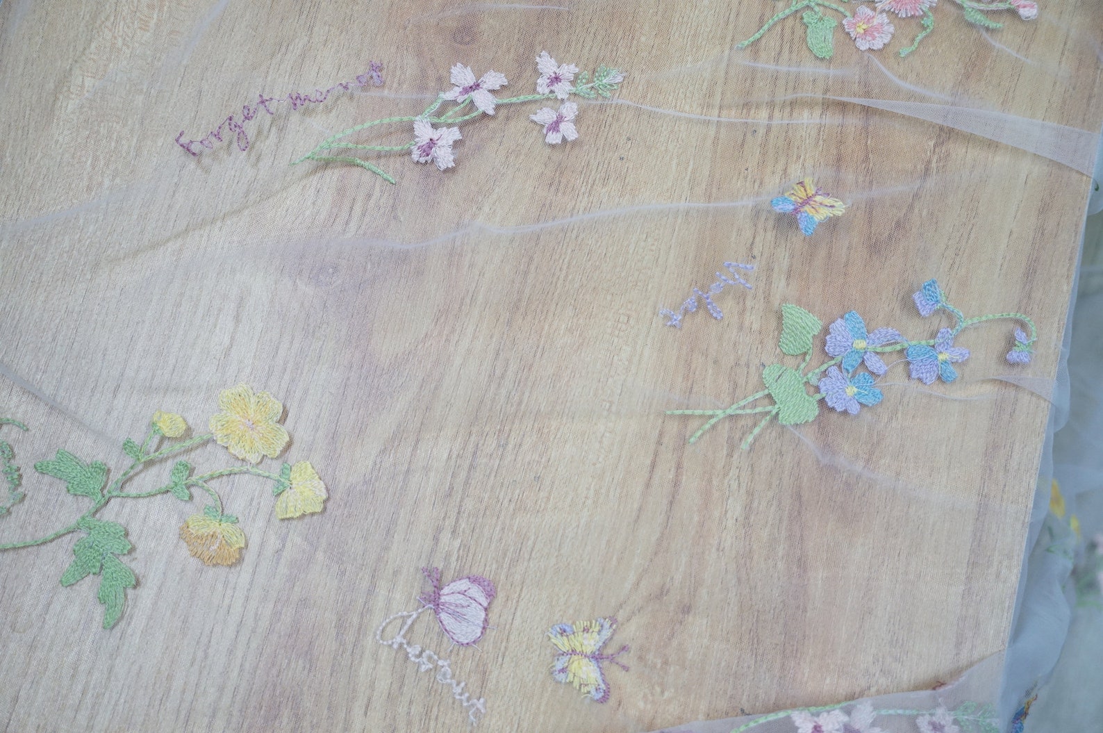 Soft Colorful Floral Tulle Lace Fabric Dancing Butterflies - Etsy