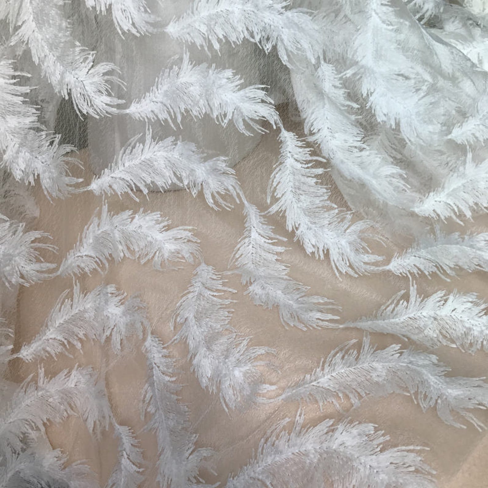 Fairy Embroidery Feather Lace Fabric in off White for Prom Dress, Girl ...
