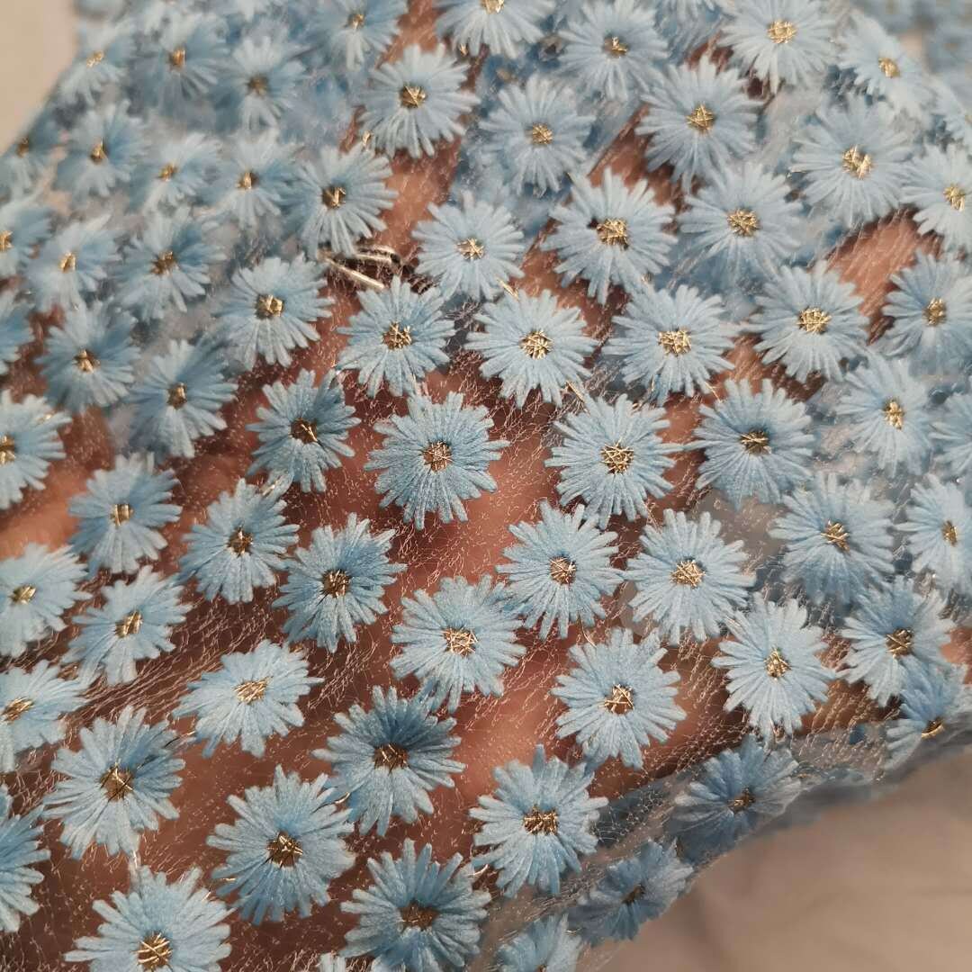 Beige Daisy Floral Overlay Tulle Fabric Diamond Net | Etsy