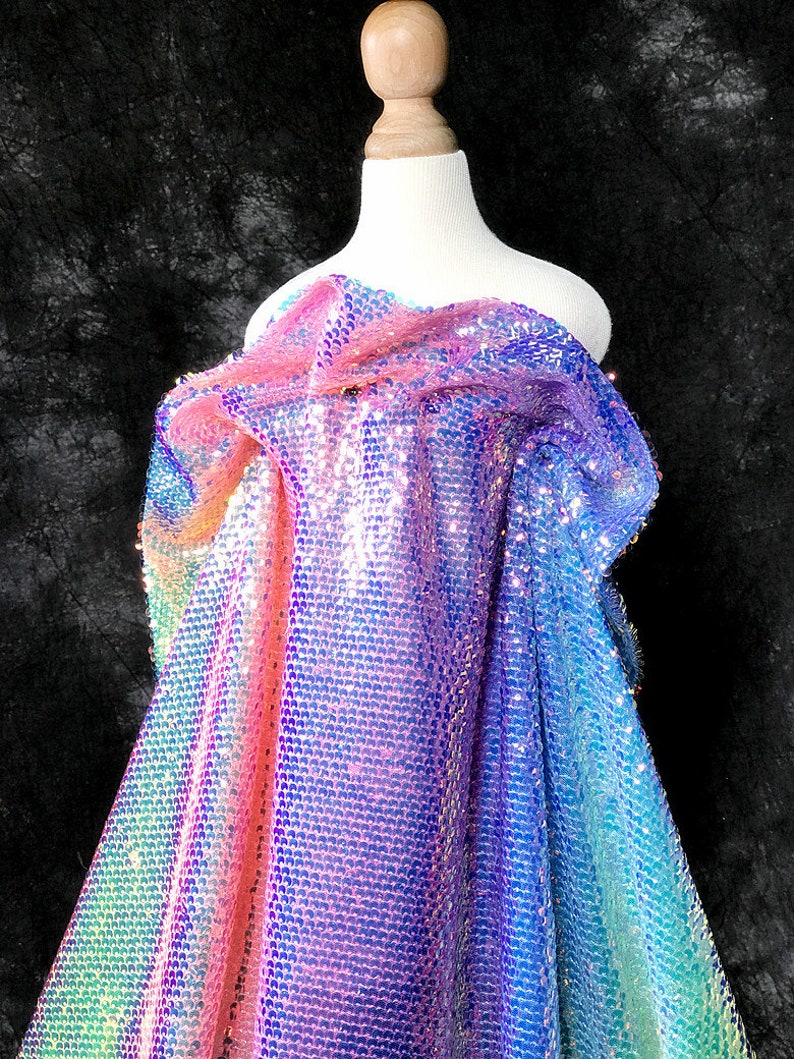 Spectacular Ombre Sequins Lace Fabric, Rainbow Paillette Sequin Lace ...
