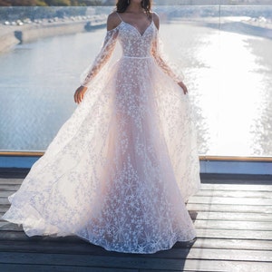 Star Pattern Lace Fabric, Embroidered Tulle Fabric, Illusion Gowns ...