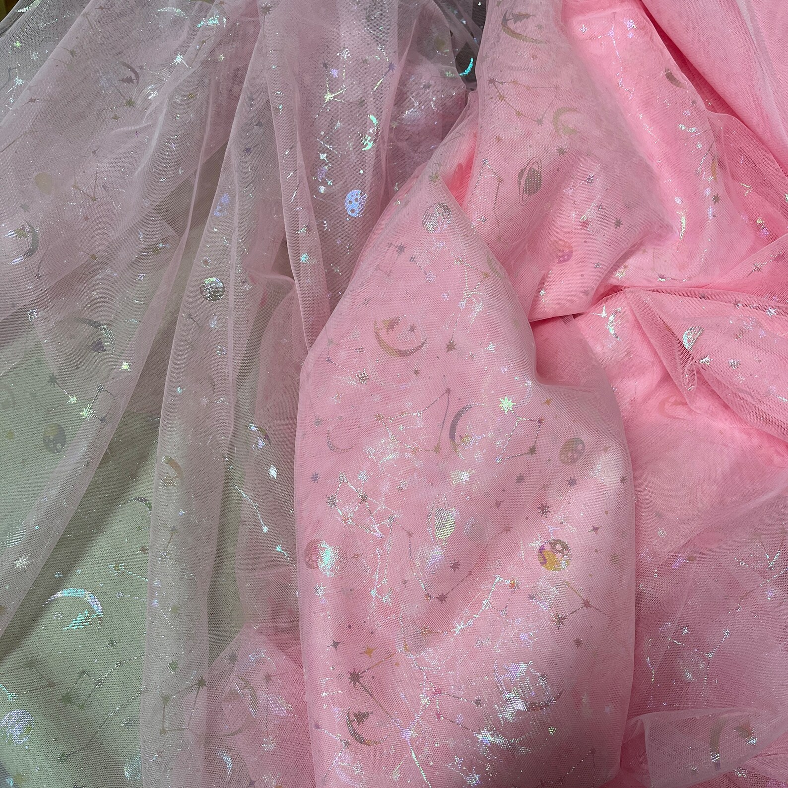 Print Ombre Celestial Mesh Lace Fabric, Gradient Starry Mesh Fabric ...