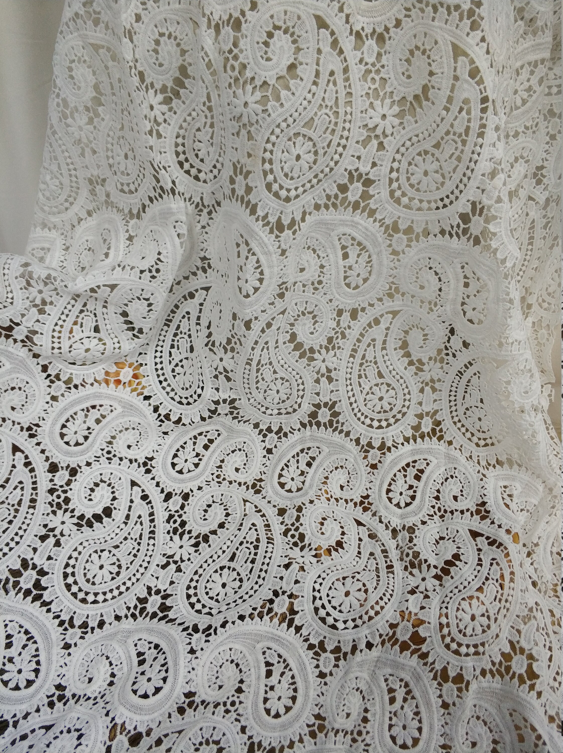 Vintage Paisley Lace Fabric in off White Crochet Milk Silk | Etsy