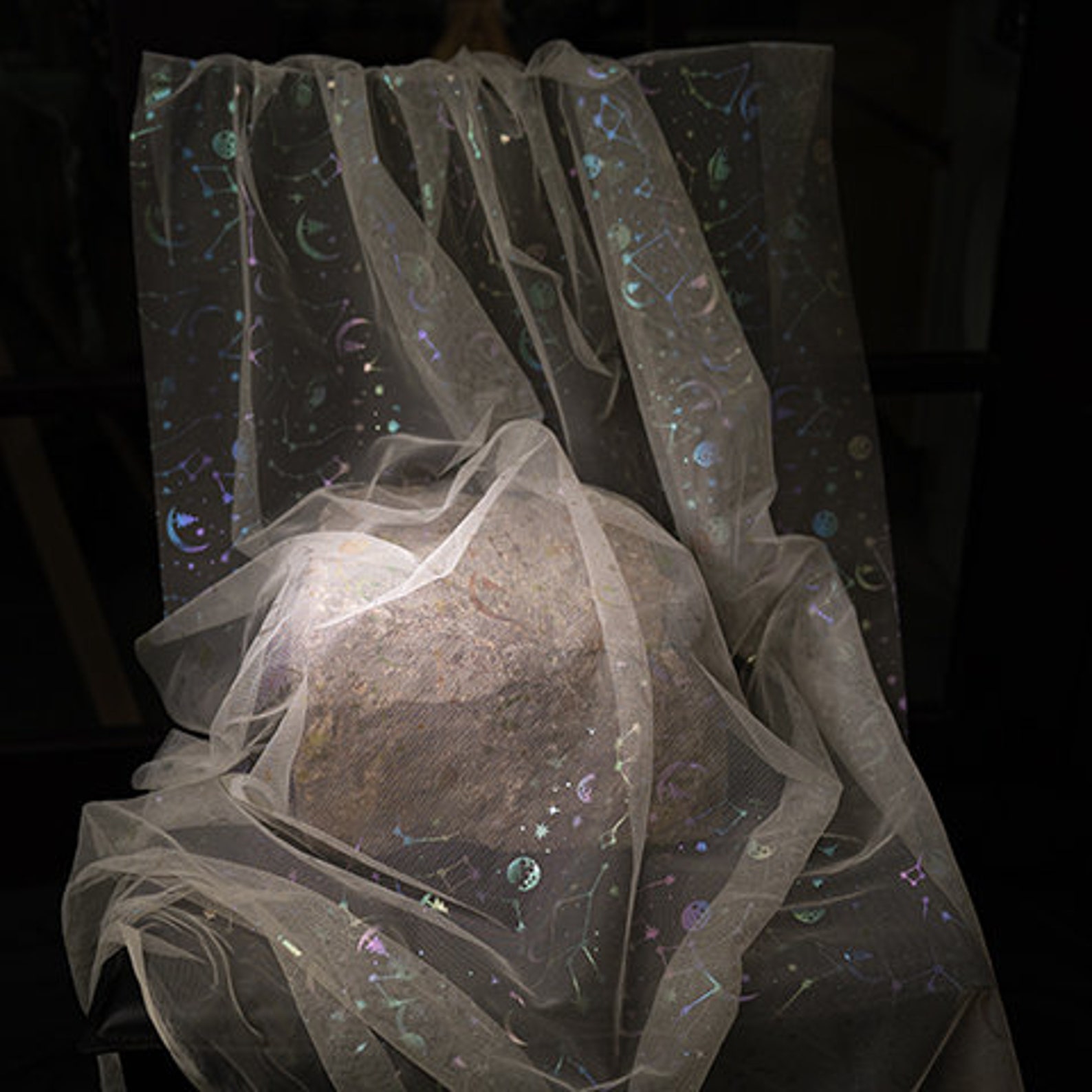 Print Ombre Celestial Mesh Lace Fabric, Gradient Starry Mesh Fabric ...