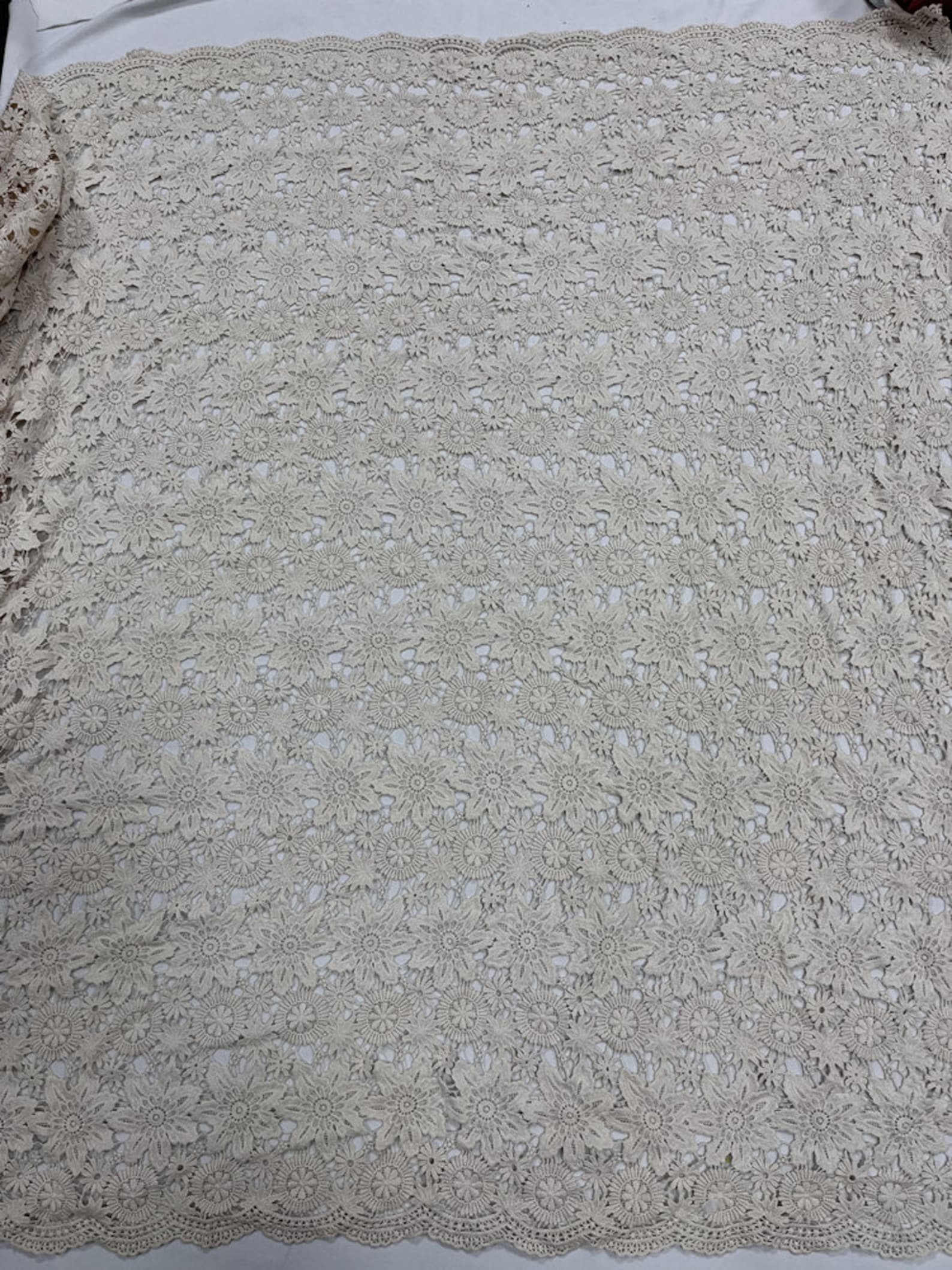 Vintage Style Cotton Fabric Beige Crochet Lace Fabric Women - Etsy