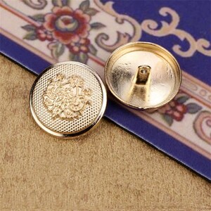 50 Pcs Light Gold Badge Shank Buttons, Retro Round Insignia Style ...